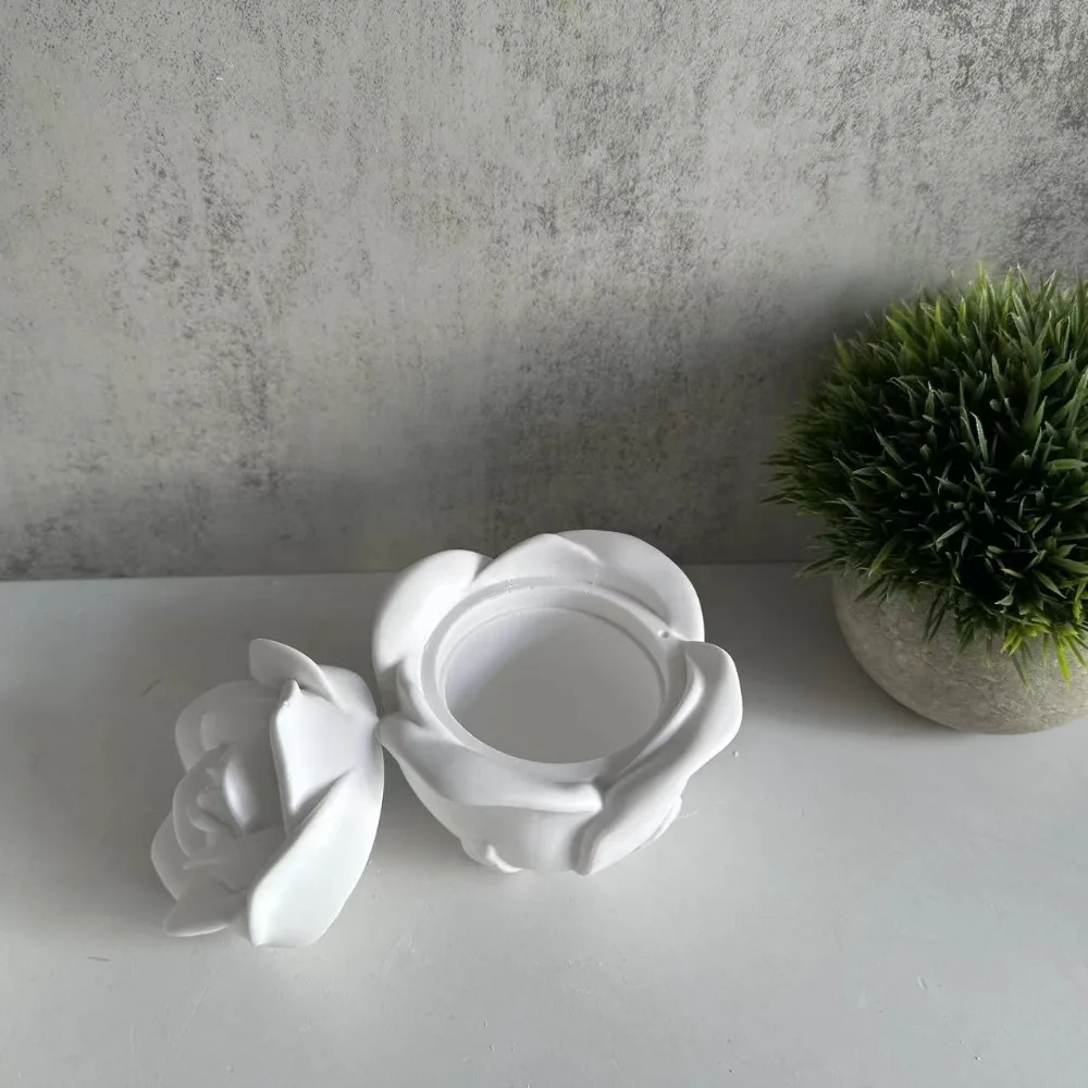 Rose-Flower-Storage-Box-with-Lid-Silicone-Mold-DIY-Gypsum-Cement ...
