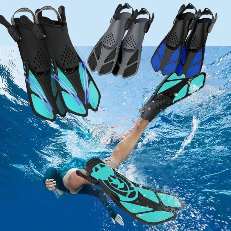 Snorkel Fins Adjustable Buckles Scuba Shoes Swimming Flippers Short ...