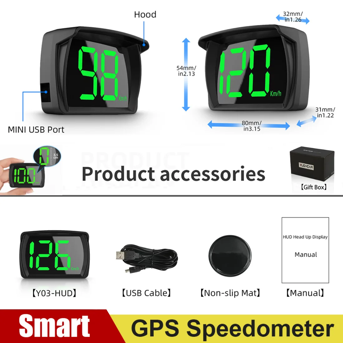 2023 GPS KMH MPH HUD Digital Speedometer Head Up Display Car ...
