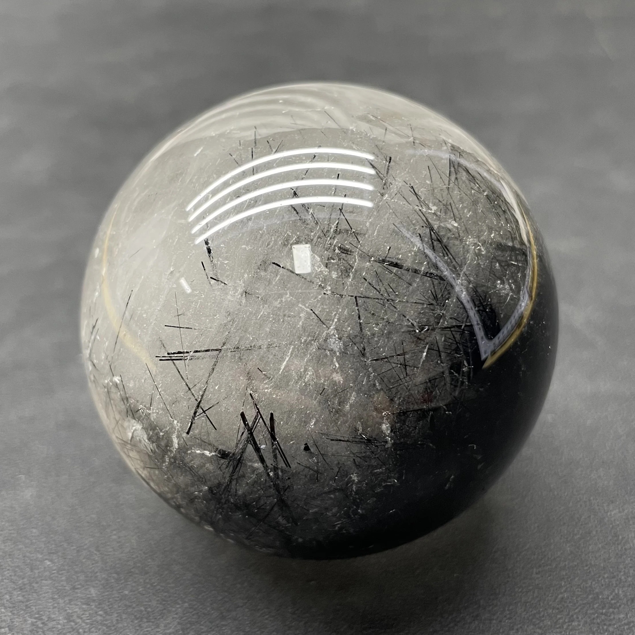 387g-Natural-Stone-Black-Quarte-Rutilated-Crystal-Ball-Polished-Clear ...