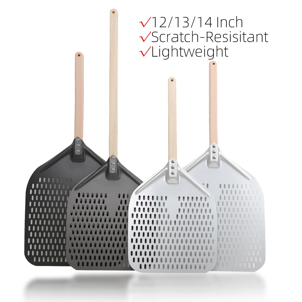 12 14 Inch Big Pizza Peel Shovel Spatula Black Pizza Turning Hard ...