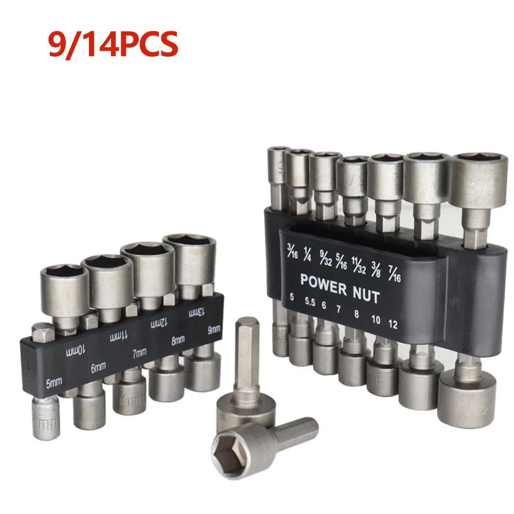 9/14pcs/set 5mm-13mm Hex SocketS Sleeve Nozzles Nut Driver Set Power ...