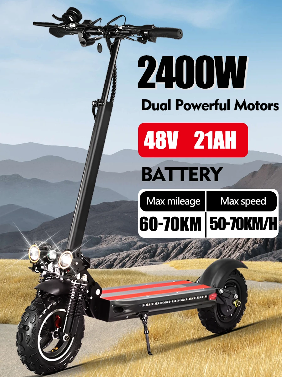 2400W-Dual-Motor-48v-21-Electric-Scooter-Dual-Spring-Suspension-Max ...