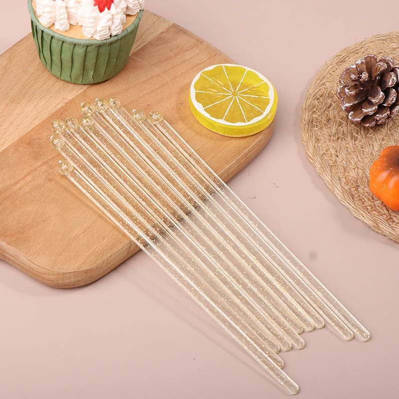 10Pcs-Gold-Glitter-Plastic-Swizzle-Sticks-Crystal-Cake-Cocktail-Coffee ...