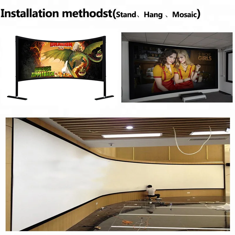 150inch Curved Fixed Frame Projector Projection Screen 16/9 For Office ...
