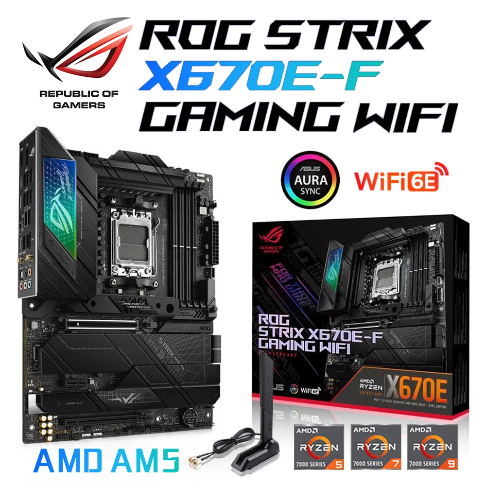 ASUS ROG STRIX X670E F GAMING WIFI 6E DDR5 Motherboard AMD AM5 R5 7600X ...