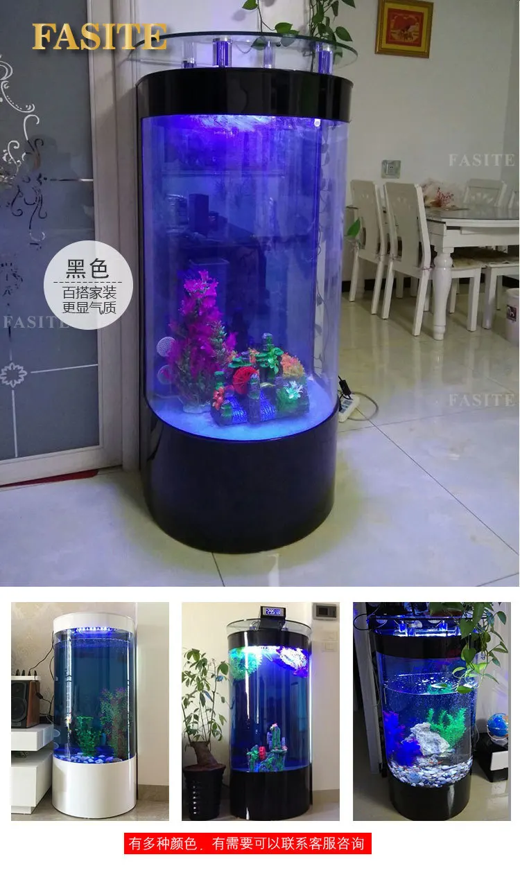Customized glass fish tank living room medium and large floor to ...