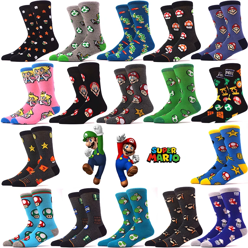 Cartoon Game Super Mario Bros Socks Odyssey Yoshi Princess Peach Tube ...