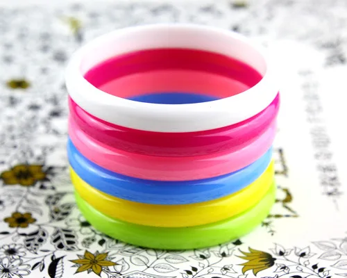 12pcs-Colorful-Loop-Bracelet-Fashion-Plastic-Bangle-Bracelets-Candy ...