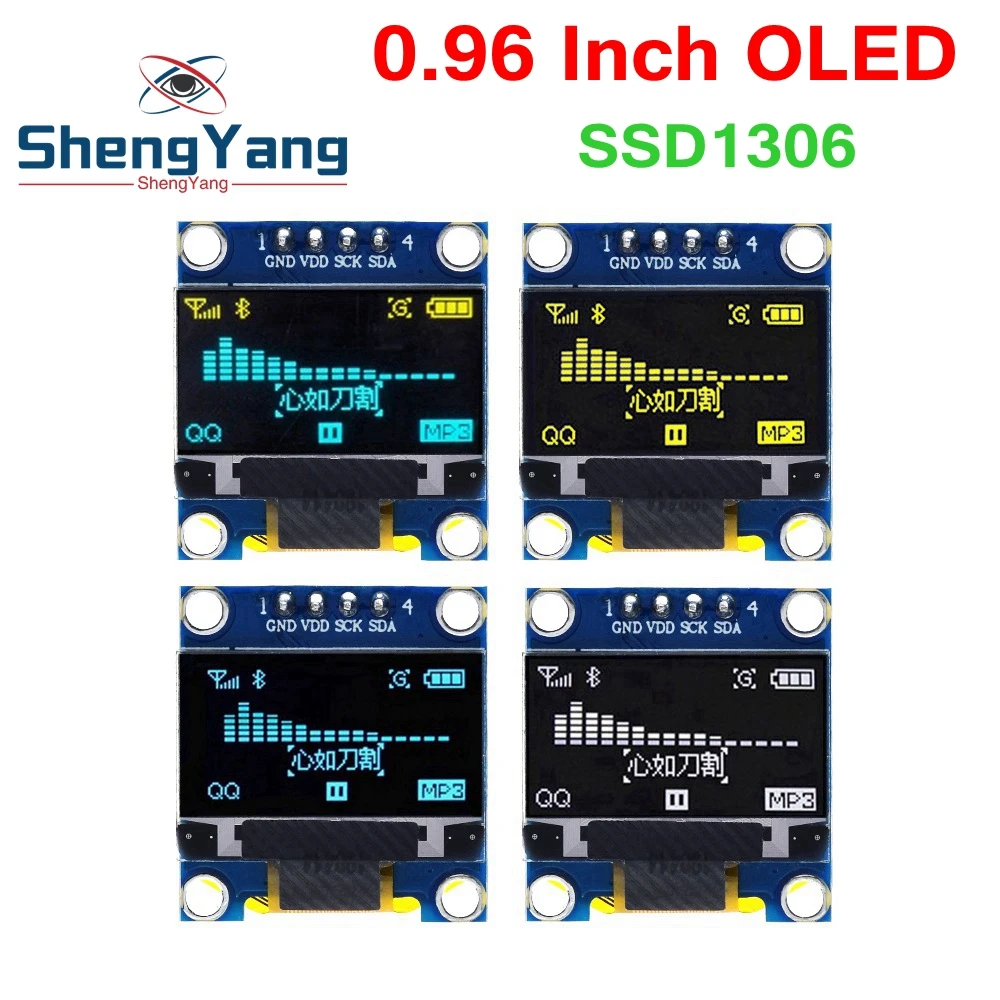 0.96 inch IIC Serial Yellow Blue OLED Display Module 128X64 I2C SSD1306 12864 LCD Screen Board ...