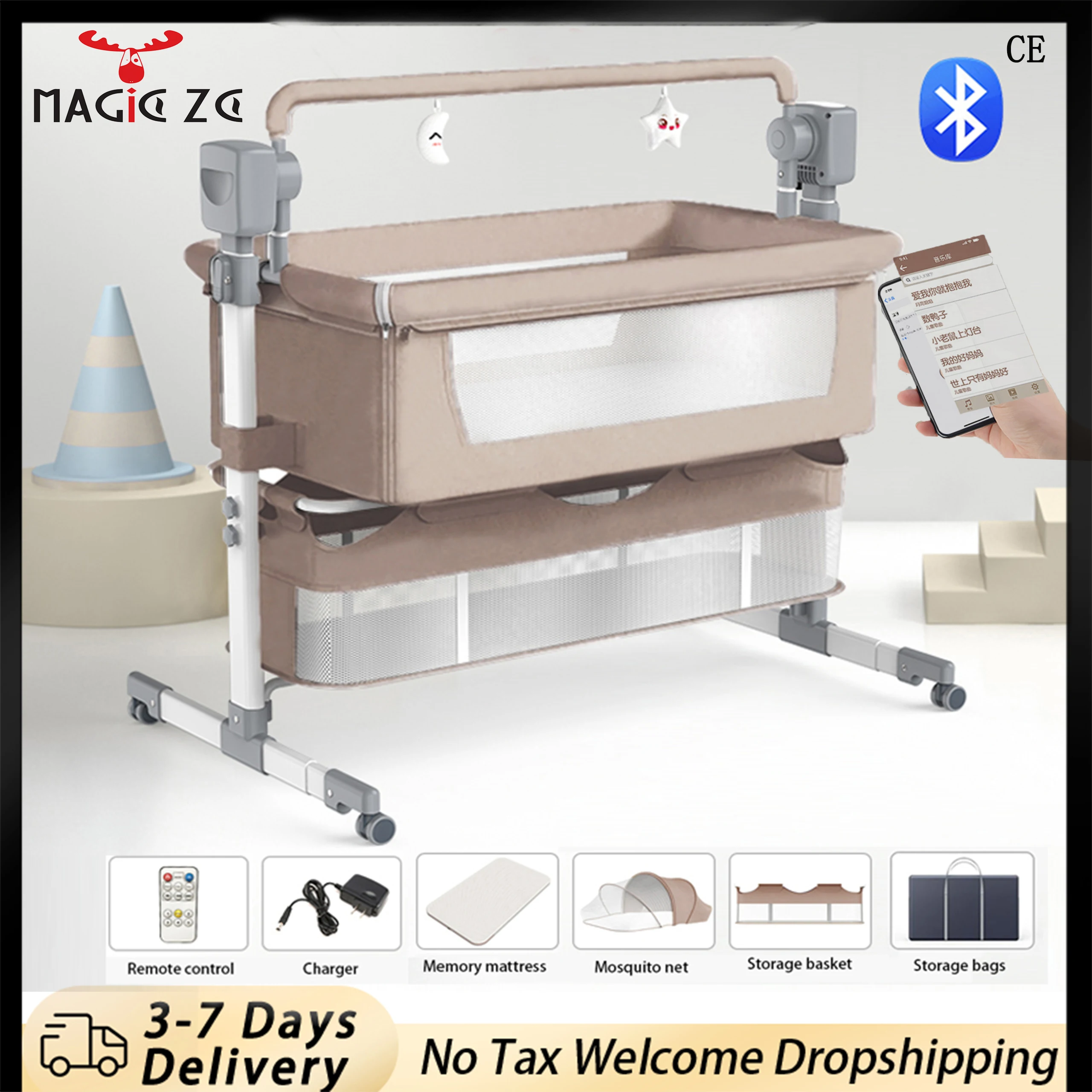 Baby Bed Baby Electric Rocking Bed Newborn Bed Baby Crib Baby Cradle ...
