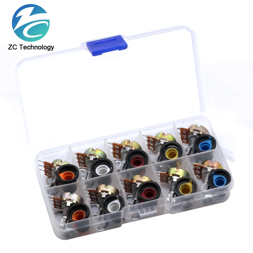 WH148 Potentiometer Kit B1K 2K 5K 10K 20K 50K 100K 250K 500K 1M 15mm ...