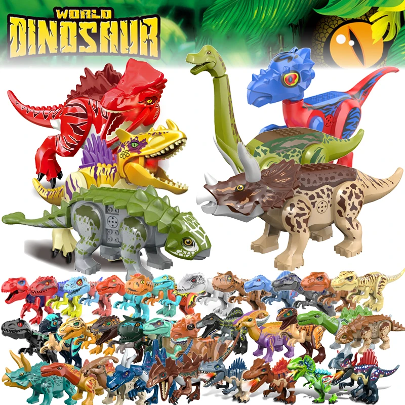 With Sound Assembled Building Blocks Dinosaur World T-Rex Velociraptor ...