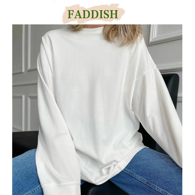 FADDISH-2024-Spring-Women-Fashion-Round-Neck-Long-Sleeve-Knitted-T ...