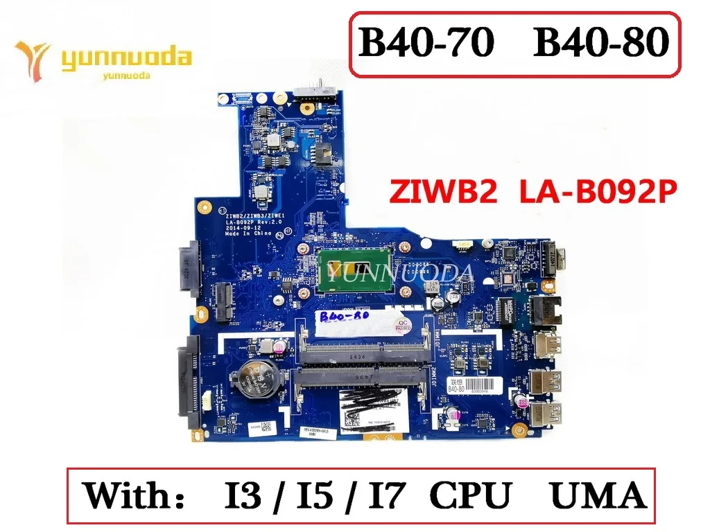 ZIWB2-LA-B092P-For-lenovo-B40-70-B40-80-Laptop-motherboard-With-2957U ...