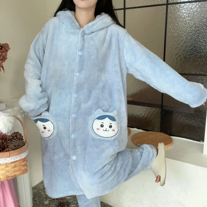 New-Winter-Chikawa-Coral-Velvet-Nightgown-Anime-Kawaii-Female-Hachiware ...