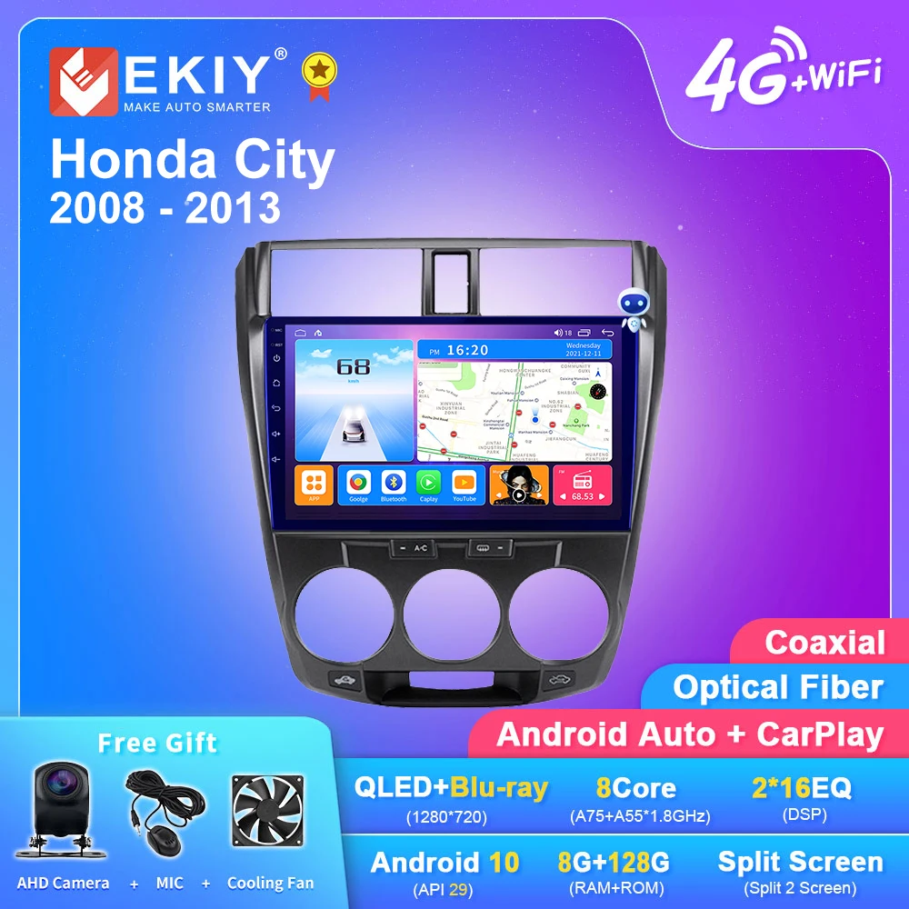 EKIY Rádio do carro para Honda City, Android 10.0, leitor de vídeo ...