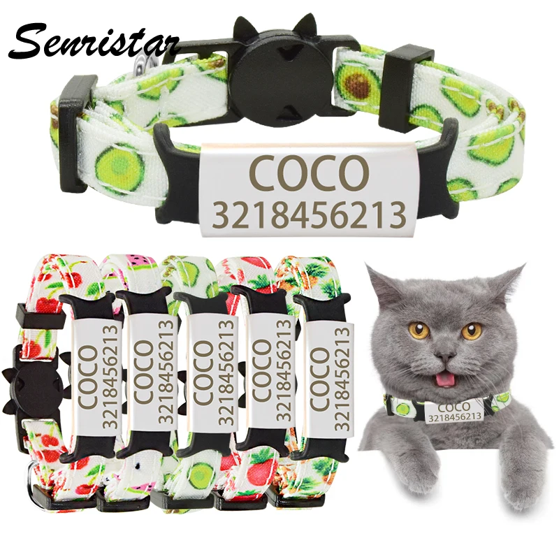 Cute Summer Fruit Cat Collar Bell Personalized Name Tag Cat Collar ...