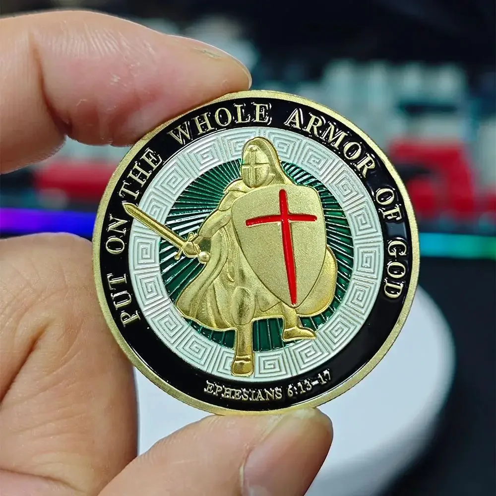 1pc Knight Templar Souvenir Gold Plated Coin Collectible Gift Christ ...