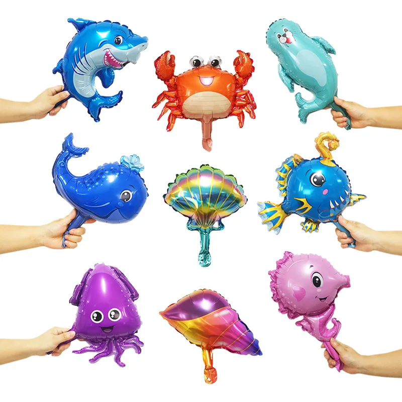 9pcs Mini Ocean Animal Fish Balloons Shark Octopus Whale Shell Foil ...