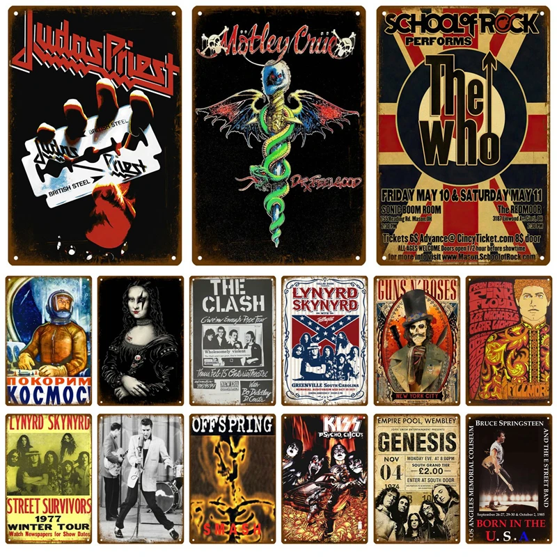 Rock and Roll Metal Sign Band Tin Sign Decorative Plates Vintage Poster ...