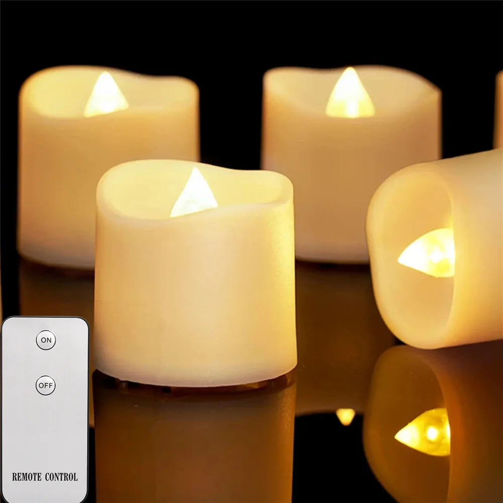 12-24Pack-Flameless-Flickering-LED-Candles-with-Remote-LED-Tea-Light ...