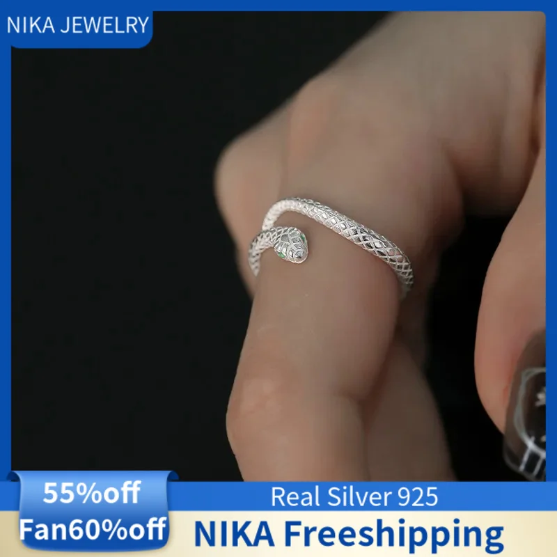 S999-Little-Spirit-Snake-Adjustable-opening-Ring-silver-rings-for-women-S925-NIKA-jewelry ...