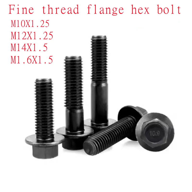 2-10pcs-M10-m12-m14-m16-Grade-10-9-Fine-thread-Flange-Hex-Washer-Head ...