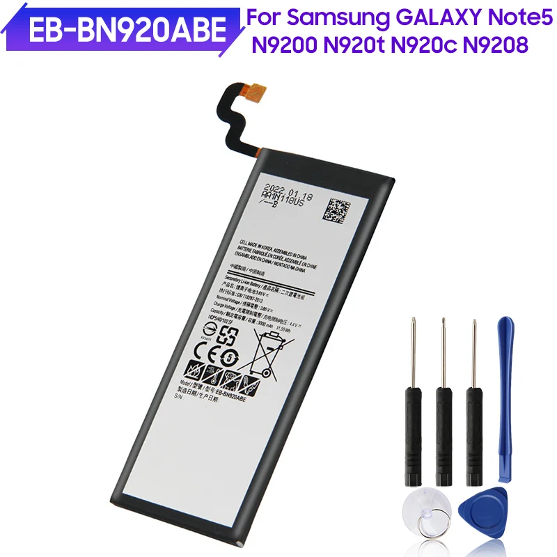 삼성 갤럭시 노트 5 용 정품 휴대폰 배터리 EB-BN920ABE EB-BN920ABA, N9200, N920t, N920c ...