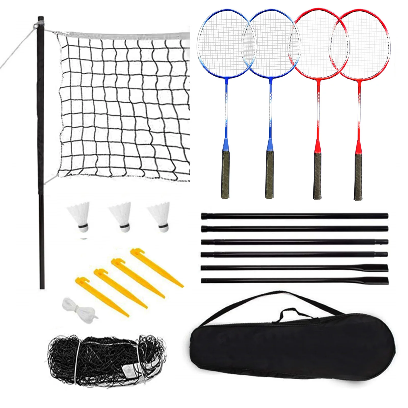 Complete-Badminton-Set-4-Player-Badminton-Set-with-Rackets-Poles-Net ...