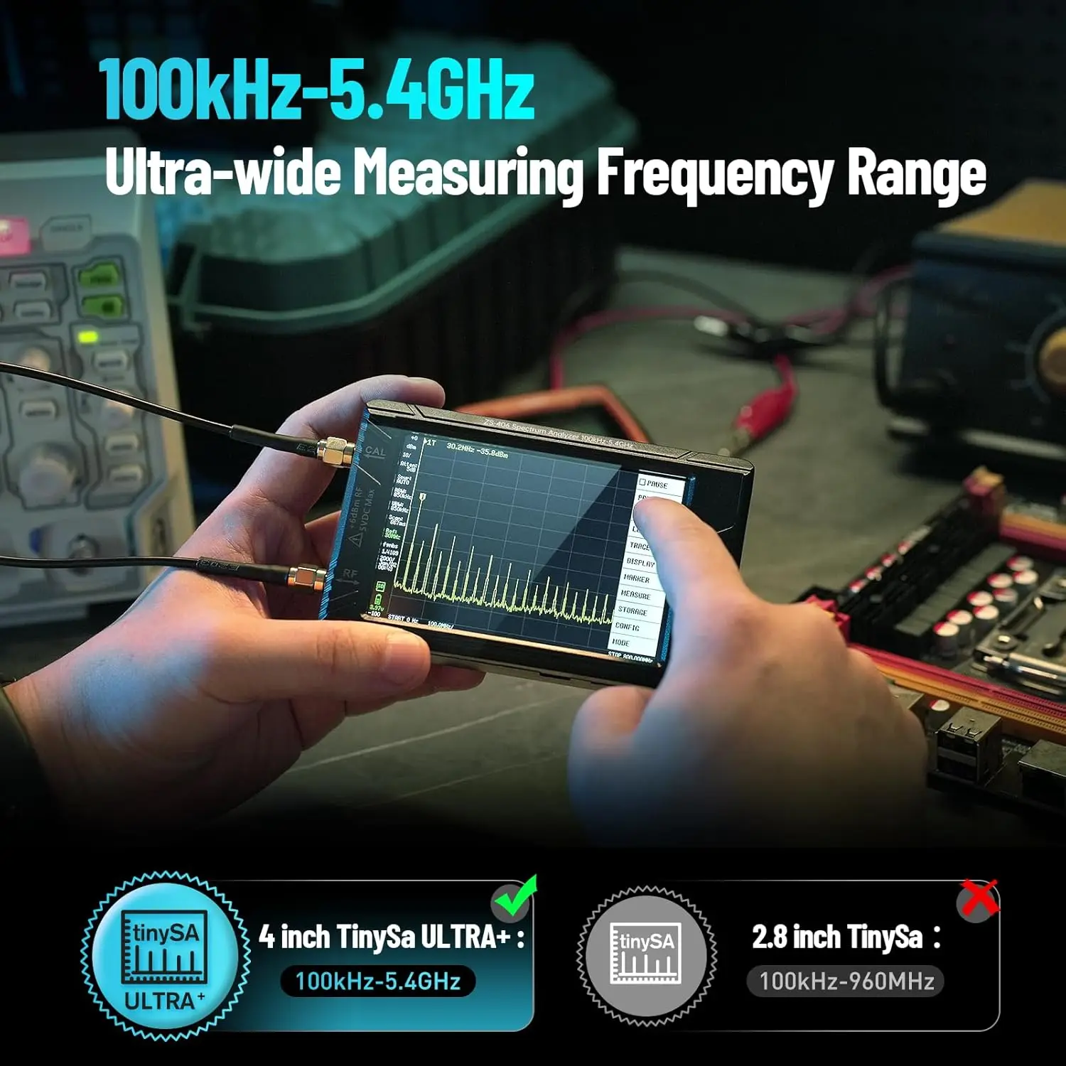 SeeSii TinySA Ultra+ ZS406 Spectrum Analyzer 4 Inch 100kHz to 5.4GHz ...