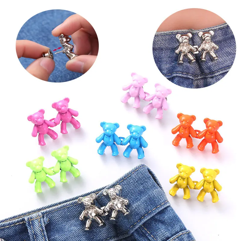 1Pair-Detachable-Button-Metal-Bear-Tighten-Waist-Button-Adjustable ...
