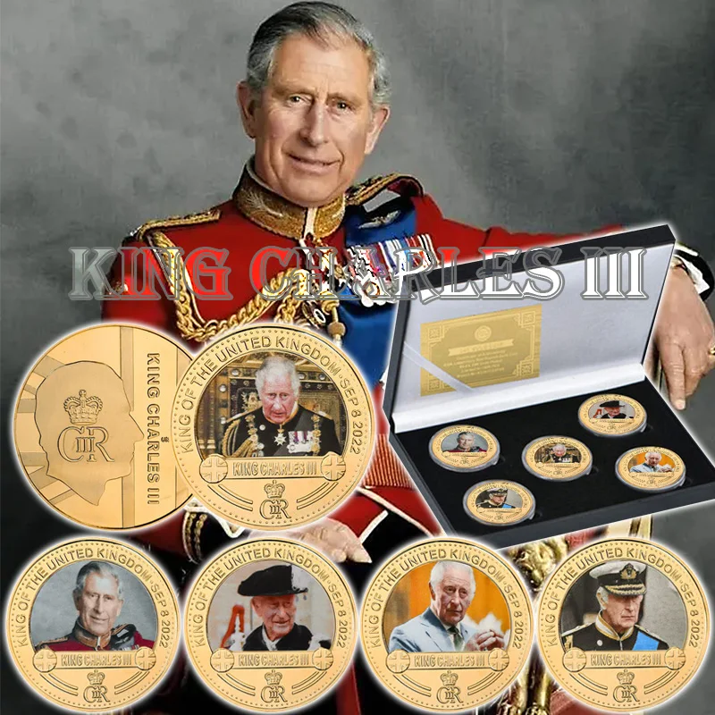 The King of England Charles III Gold Plated Commemorative Coin Set In ...