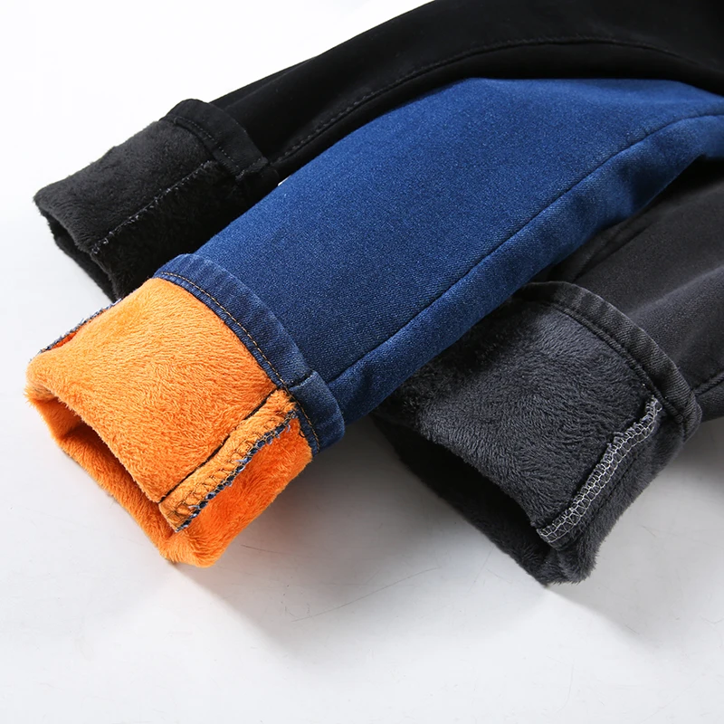 Women Thermal Jeans Stretch High Waist Winter Plush Warm Oversized ...