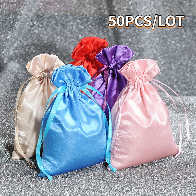 50-Pcs-Lot-Drawstring-Satin-Bags-for-Christmas-New-Year-Party-8x10 ...