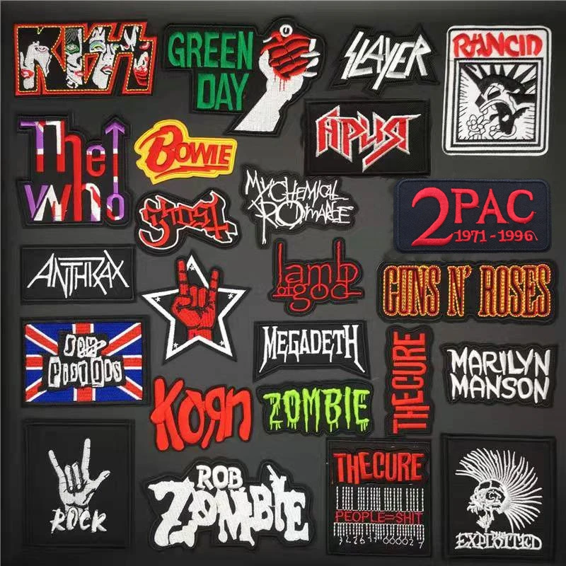 Rock Band Music Clothes Patch Embroidered Badges Punk Stripes For ...