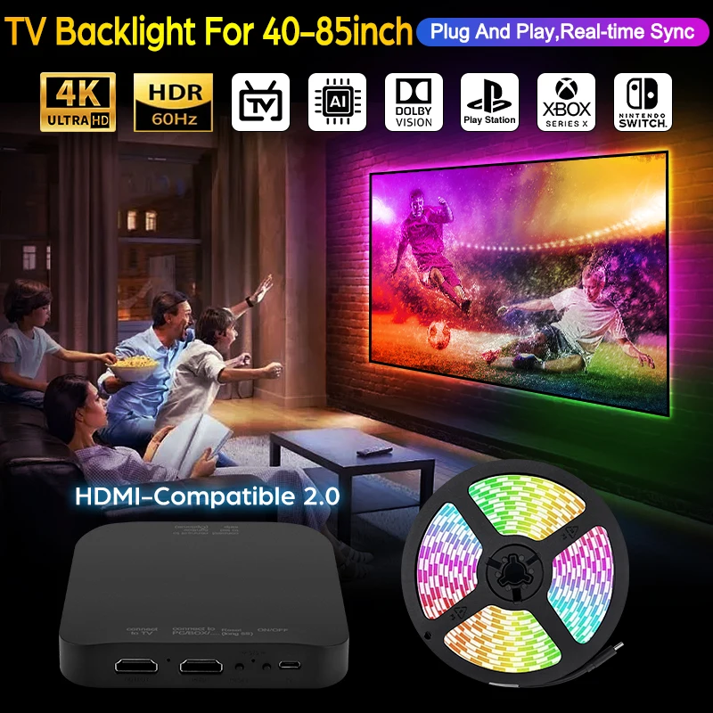 2024-New-Ambient-TV-LED-Backlight-Sync-to-Screen-For-40-85Inch-Real ...