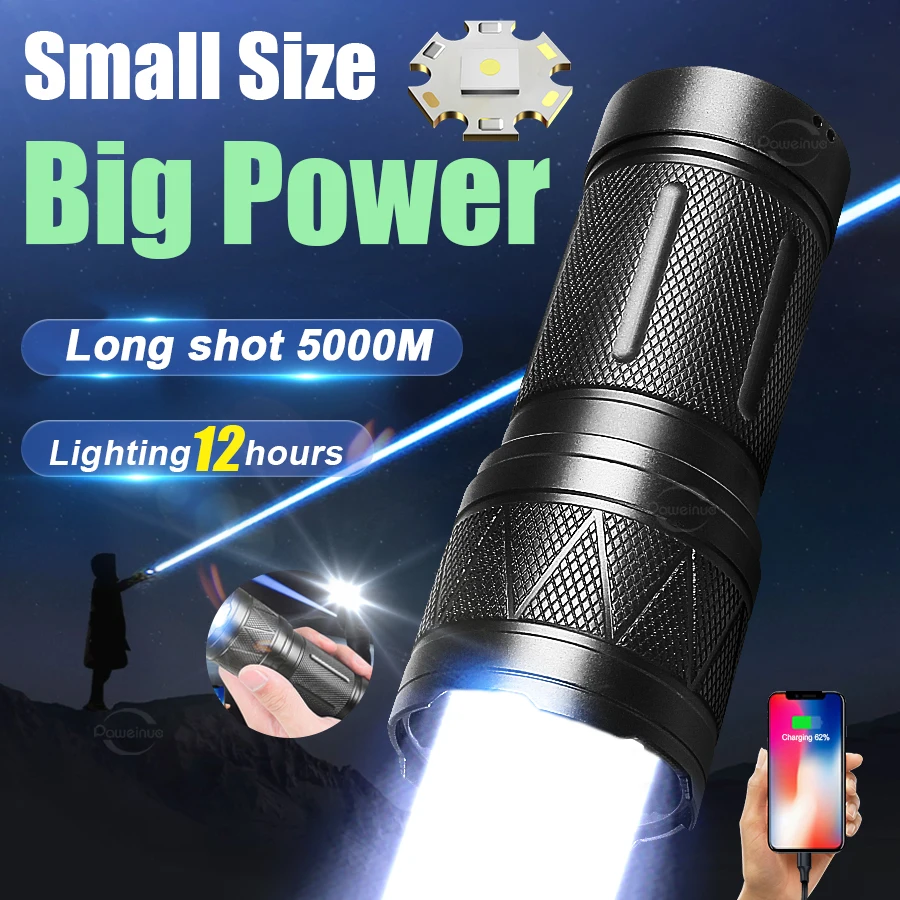 HDL New Upgrade LED Flashlight Ultra-Bright 12000mAh Rechargeable ...
