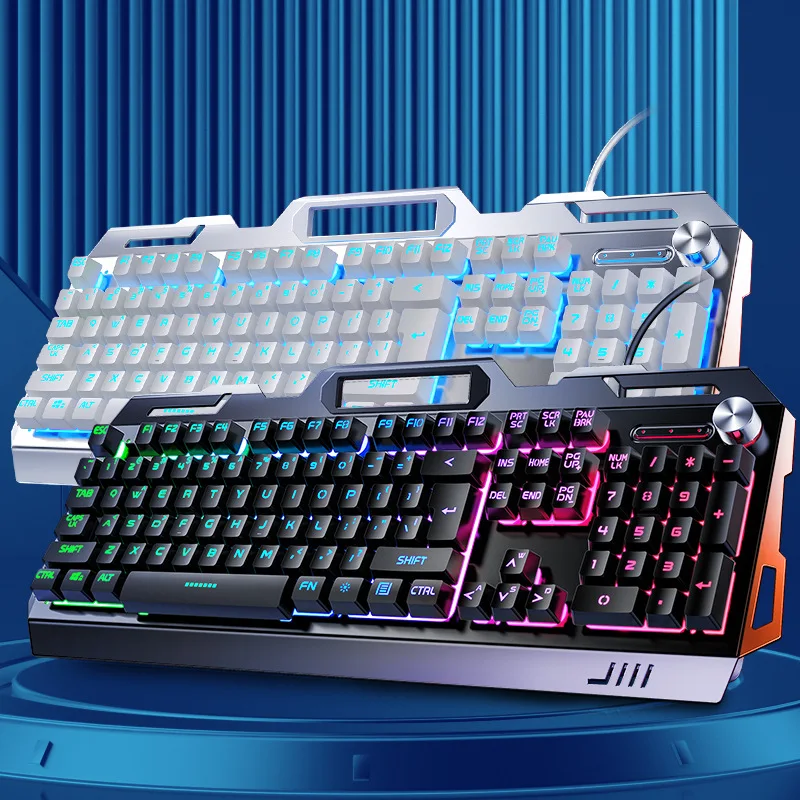 Gaming-Keyboard-Mechanical-Feel-Wired-Luminous-E-sports-Metal-Panel ...