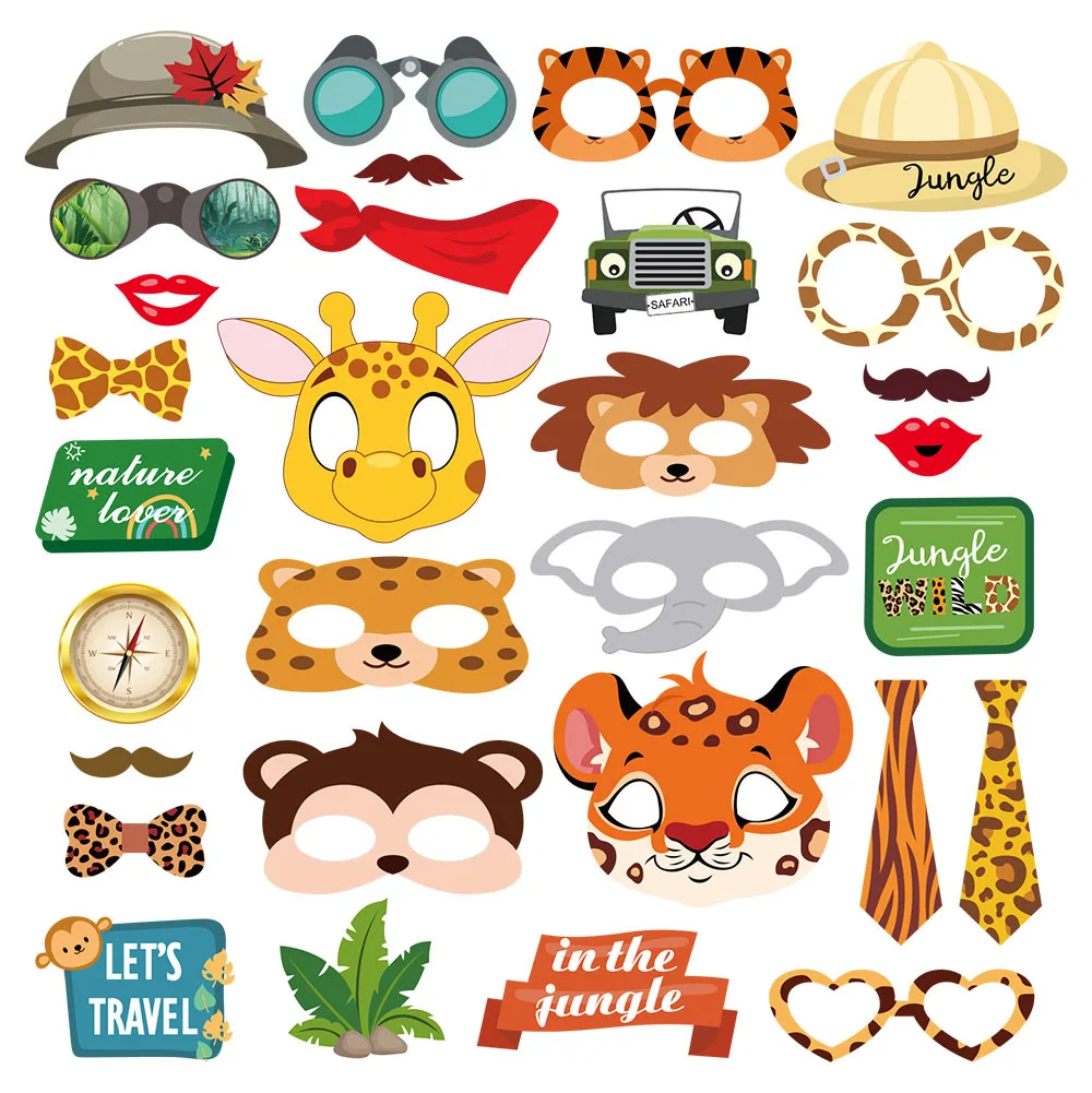 30pcs-Jungle-Safari-Woodland-Animal-Wild-Theme-Party-Photo-Prop-Set ...