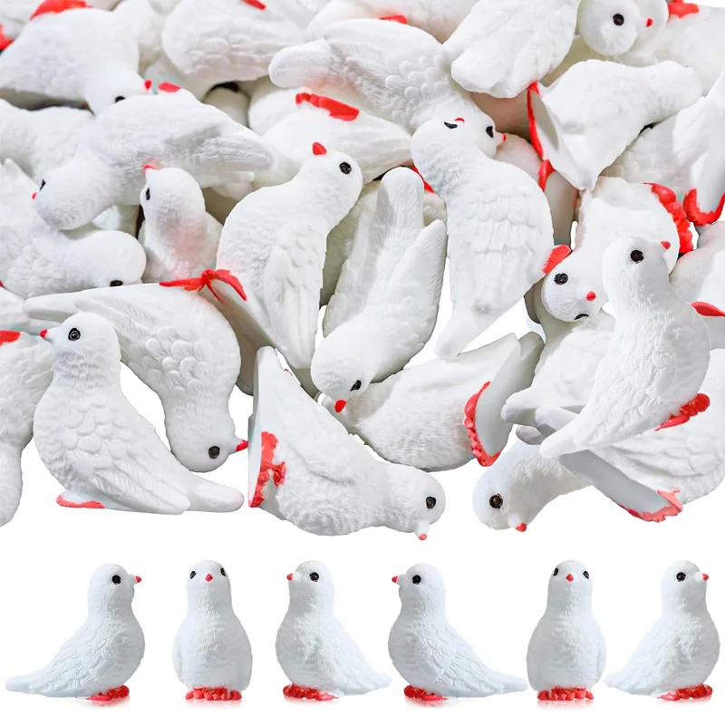 5/10 Pcs Mini Resin Doves Miniatures, Bulk Birds Pigeon Figurines for ...