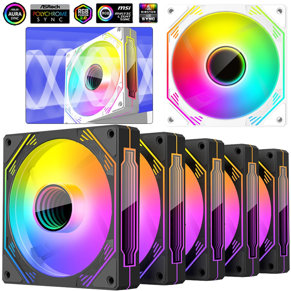 Computer-Case-120mm-Cooler-Fan-12V-4PIN-PWM-Fan-ARGB-Cyclic-Mirror ...