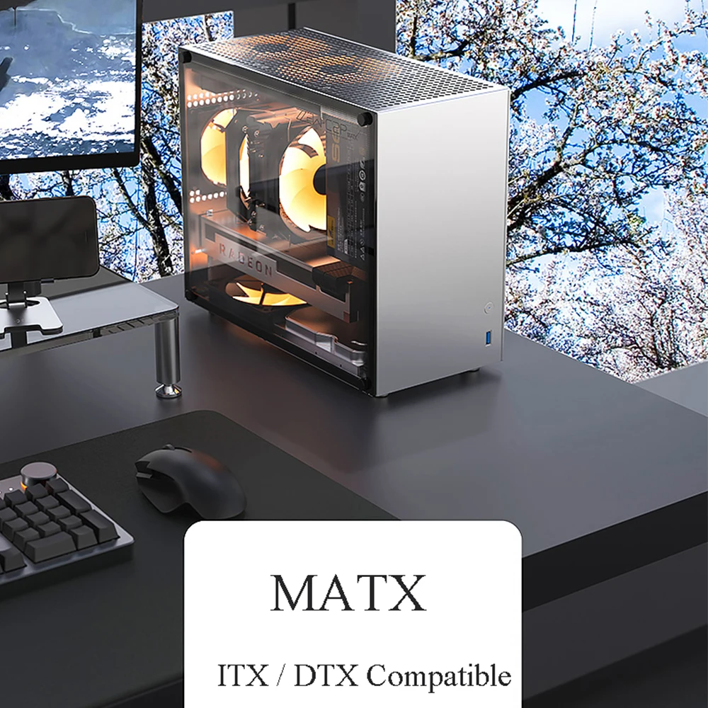 All-Aluminum-MATX-Computer-Case-Chassis-White-Silver-Side-Transparent ...
