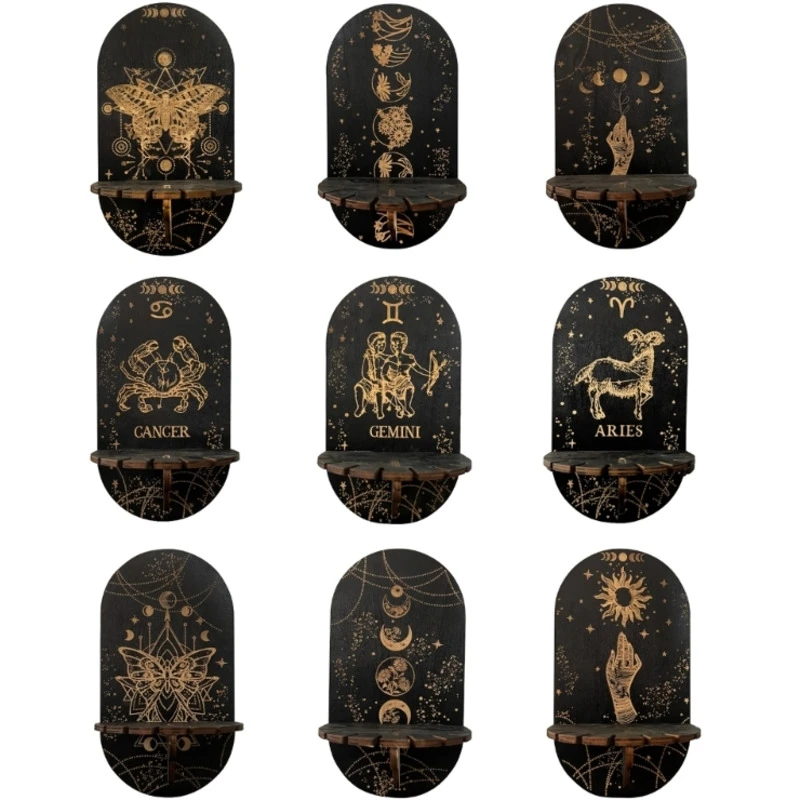 Crystal Display Shelf Moon Wall Stand Wooden Holder Rack Wall Floating ...