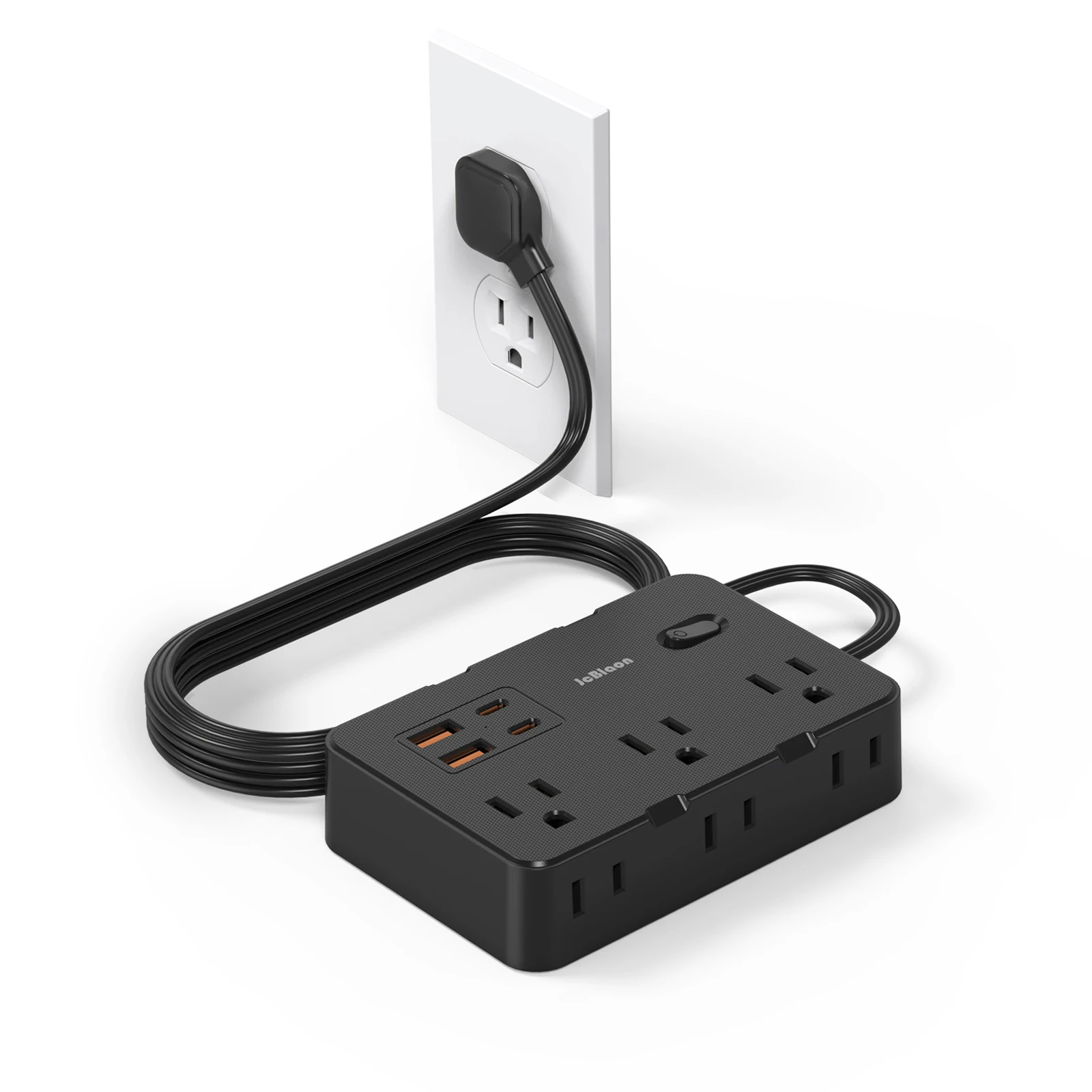 Ultra Thin Flat Plug Extension Cord with 6 Widely Outlets Extender 4 ...