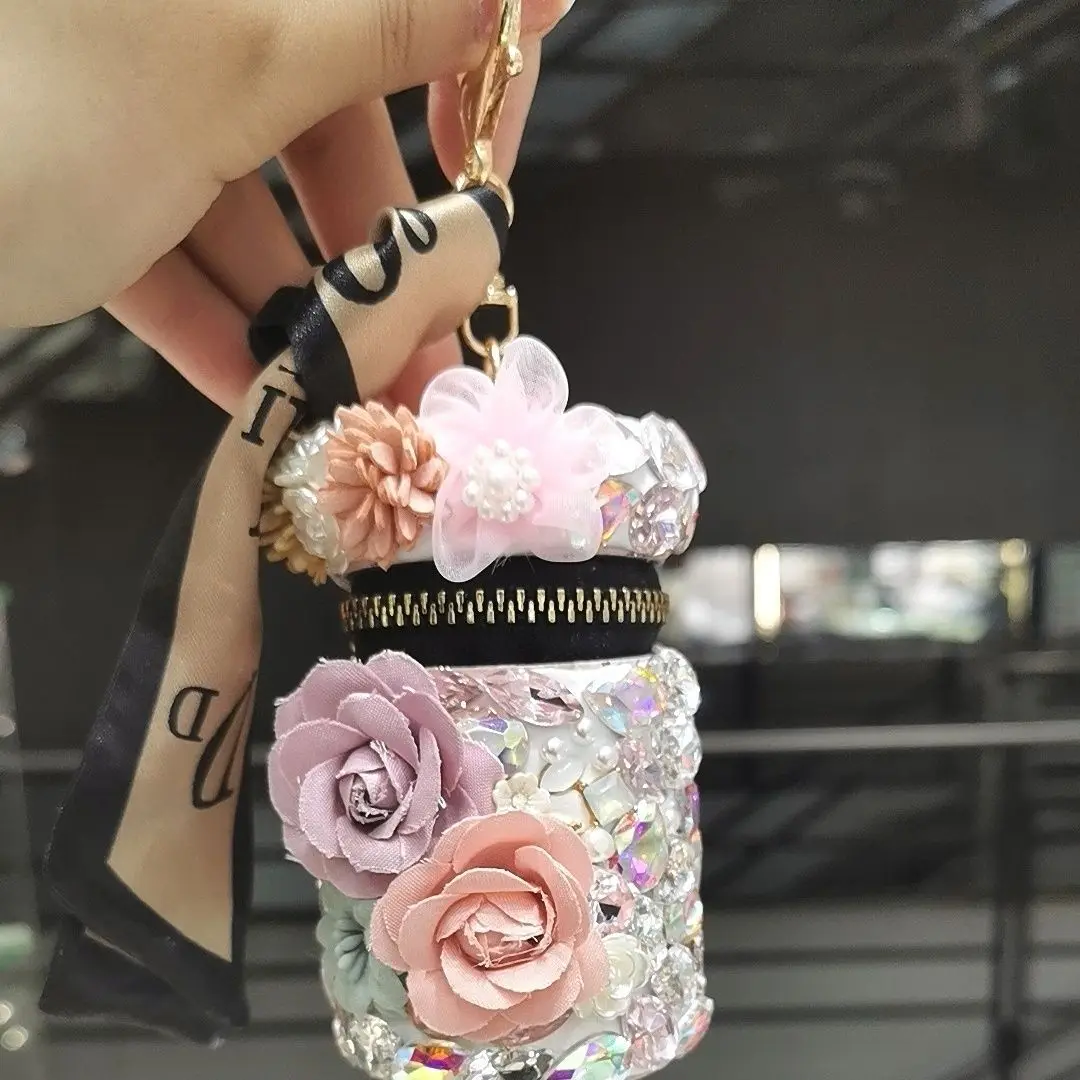Bling Rhinestones Car Key Bag Lipstick Storage Case Multi-function Key ...