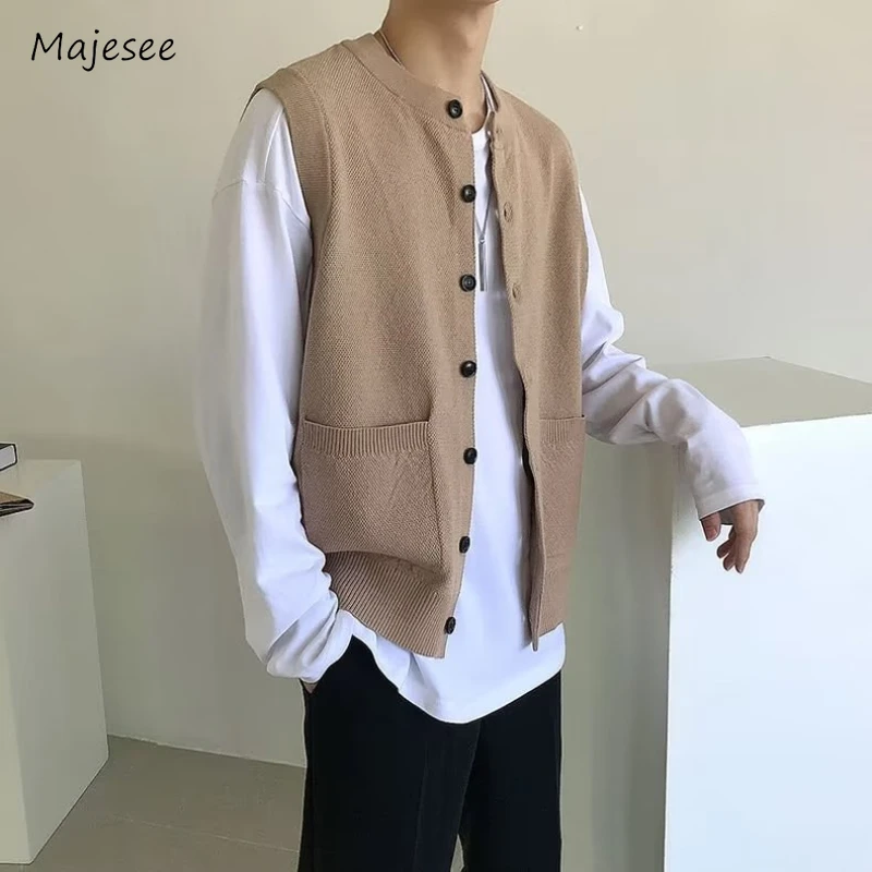 Solid-Sweater-Vests-Men-Japanese-Style-Sleeveless-Stylish-Knitting ...