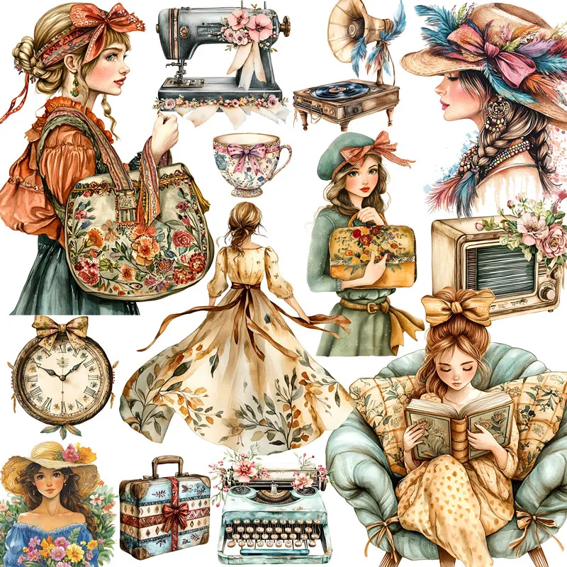 20Pcs/Pack Vintage Girl Sticker DIY Craft Scrapbooking Album Junk ...