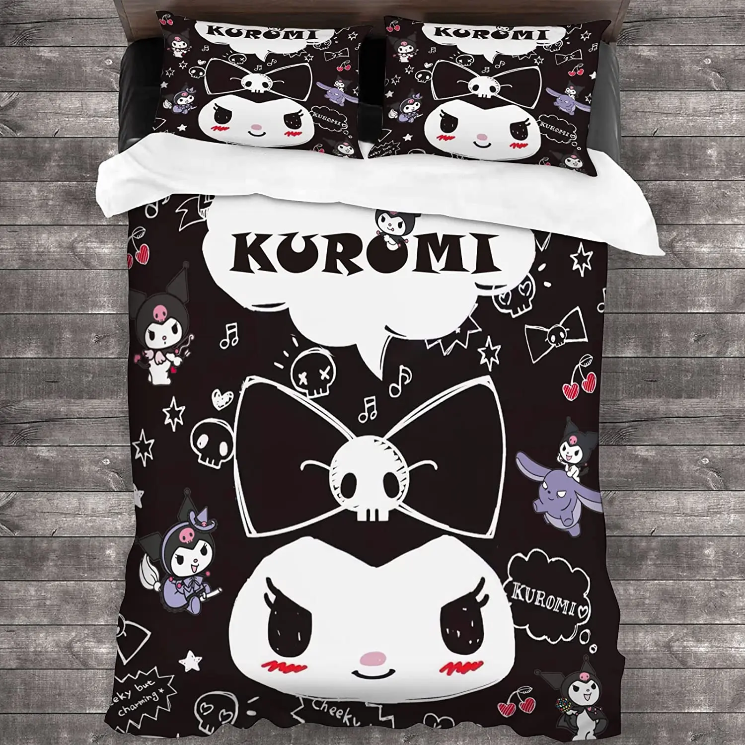 Cartoon-Anime-Sanrio-Kawaii-Kuromi-Bettw-sche-Set-Quilt-Bett-bezug-Tr ...