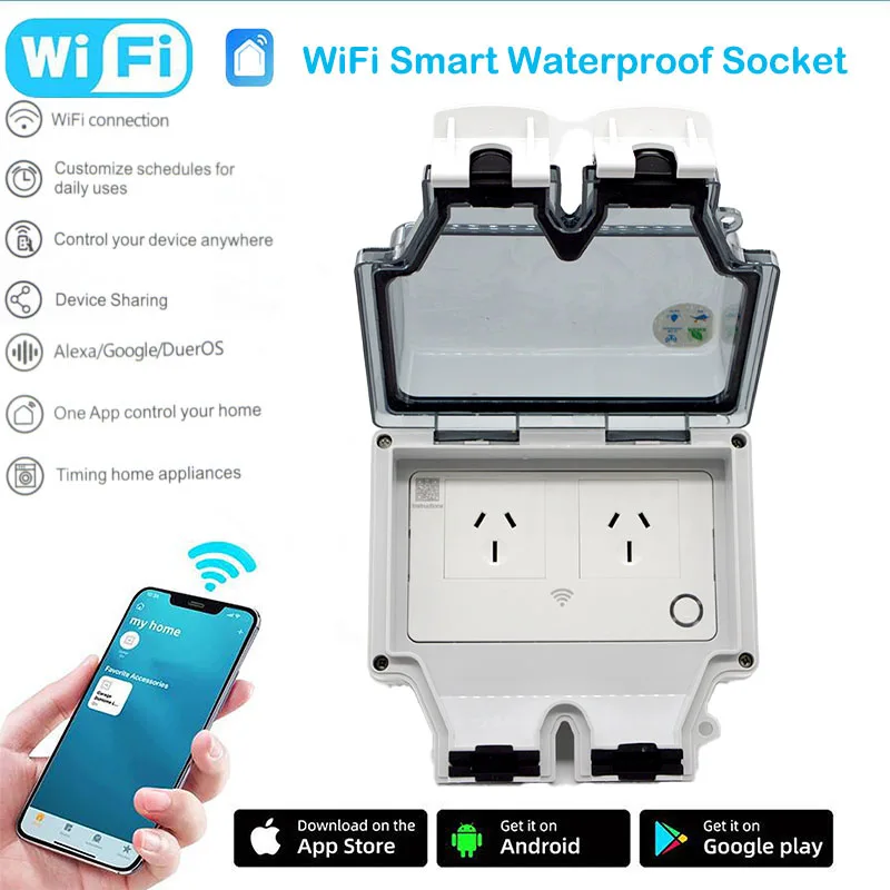 16A Wall Smart Socket IP66 Waterproof Plug 86Type Outdoor Switch 2.4G ...